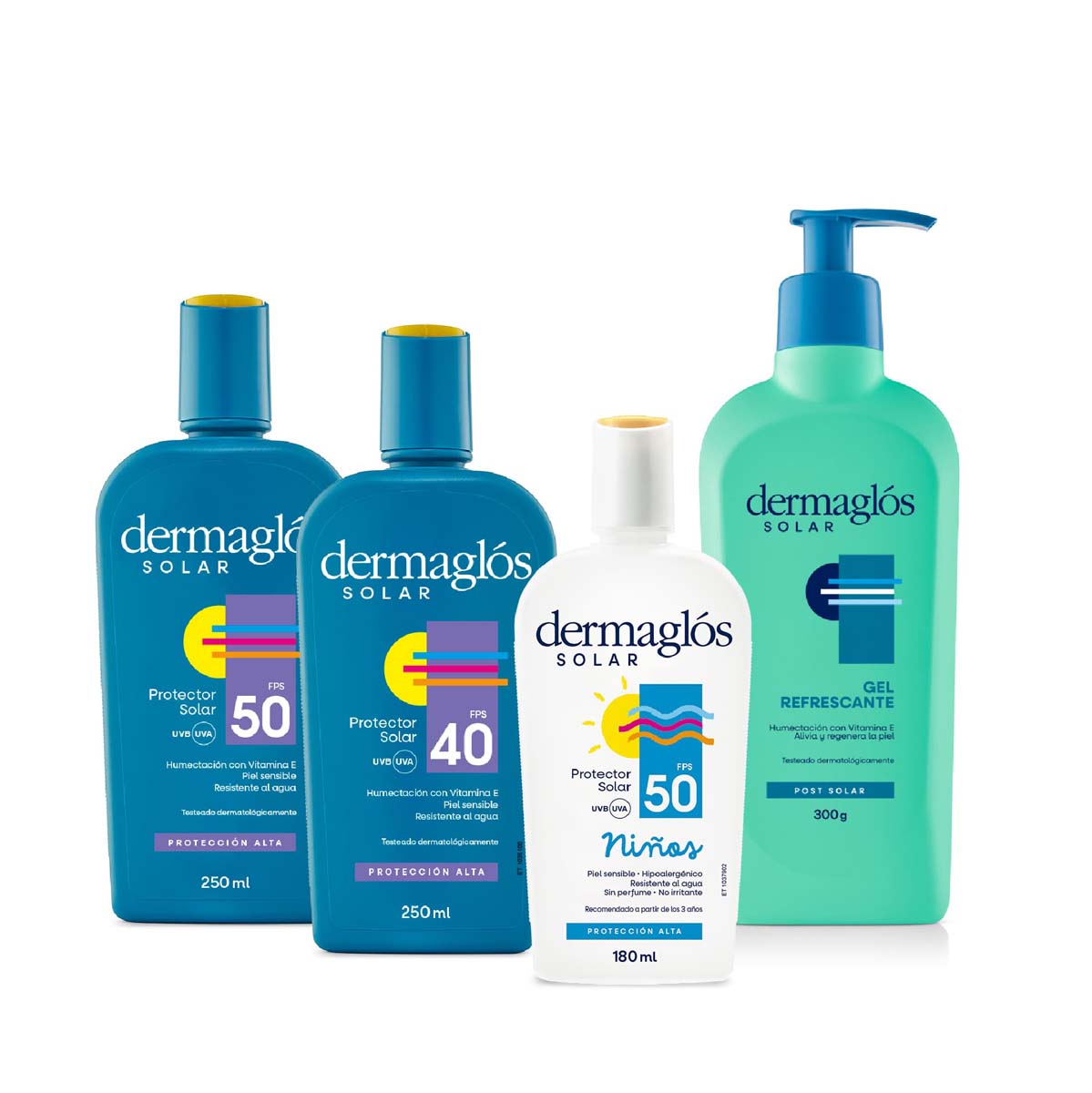 Kit Protector Solar Familiar FPS 40 y FPS 50 | Dermaglós en Uruguay